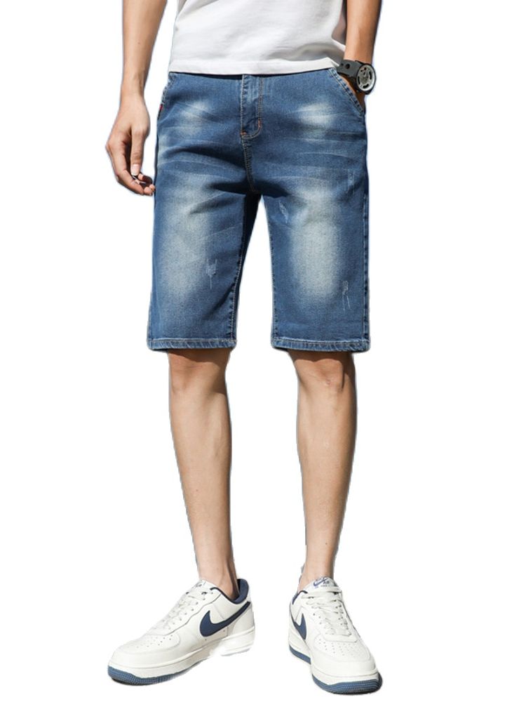 Denim Shorts Men Stretched Straight Oversized Blue... – Grandado
