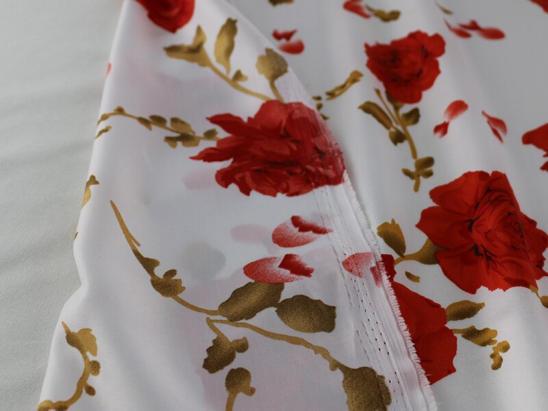 rose floral satin tissus polyester party wedding f... – Grandado