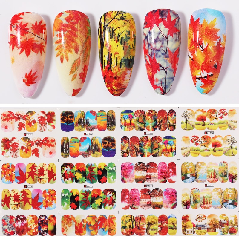 1 Big Sheet Autumn Nail Water Transfer Decals Stic... – Grandado