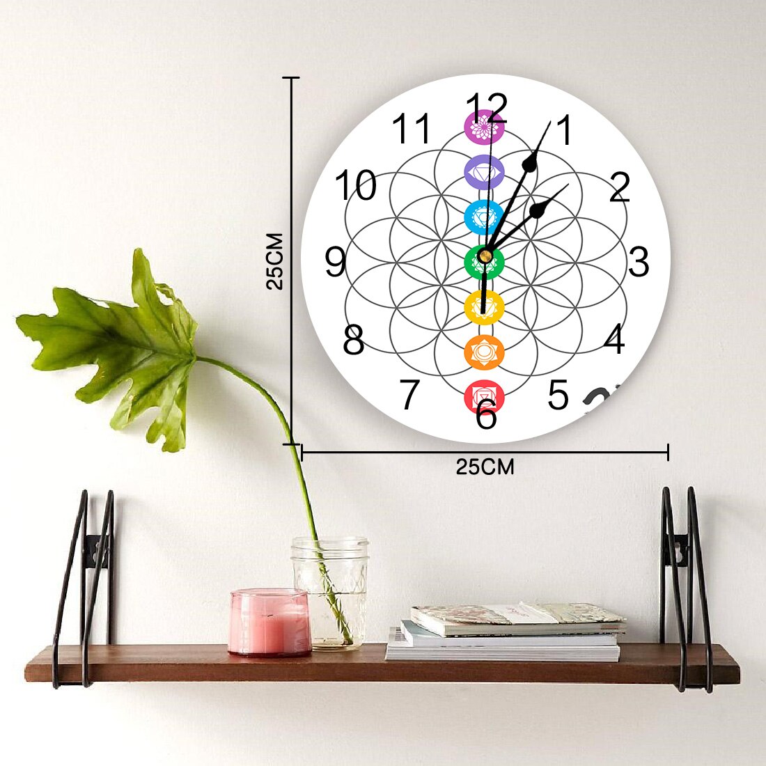 Circle Flower Geometry Lotus PVC Wall Clock Living... – Grandado