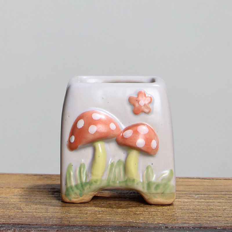 Fairy Painted Cartoon Mushroom Ceramic Succulent F... – Grandado