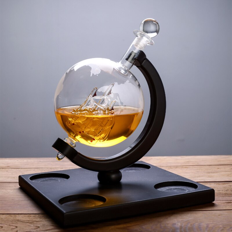 Sailing Frosted Glass Wine Bottle Wine Bottle Deca... – Grandado