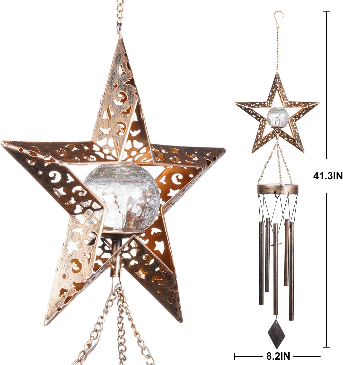 Wind Chimes Outdoor Glowing Moon Sun Stars Solar G... – Grandado