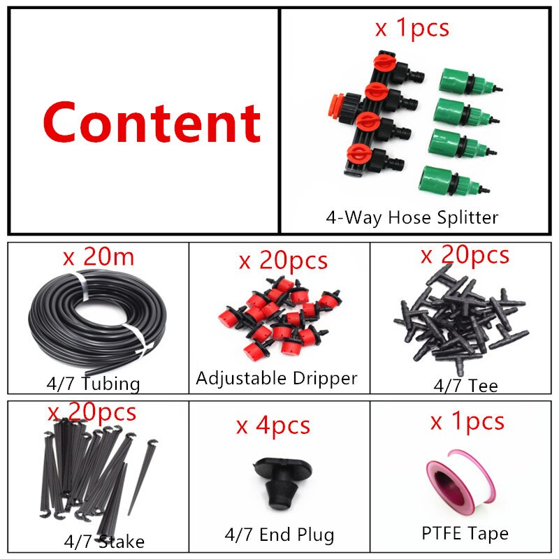 20m 4-Ways Splitter Garden Automatic Micro Drip Ir... – Vicedeal