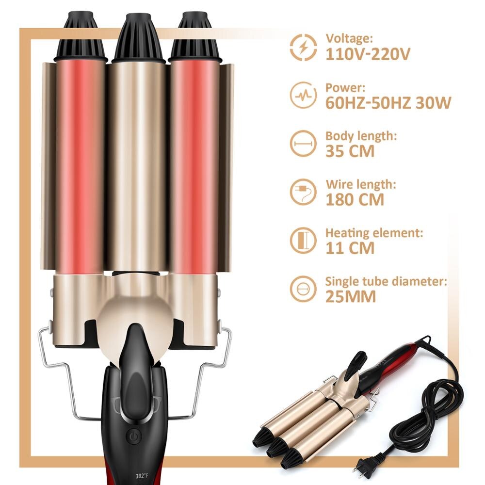 Hair Tools Curling Alloy Triple Barrel Hair Styler... – Vicedeal