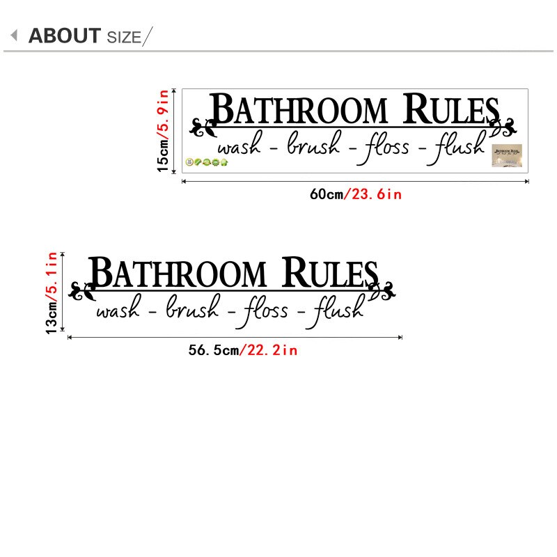 BATHROOM RULES Wall Sticker for bathroom decoratio... – Vicedeal
