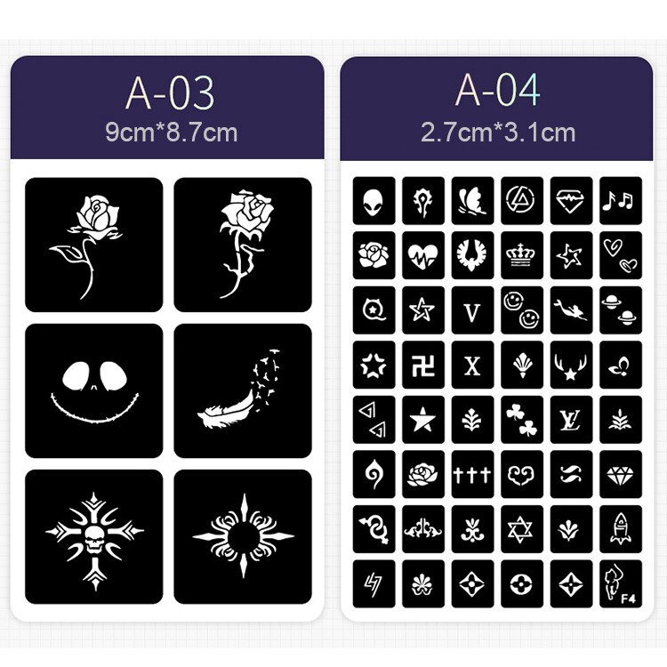 4 sheet Henna Tattoo Stencil for Man Woman Drawing... – Grandado