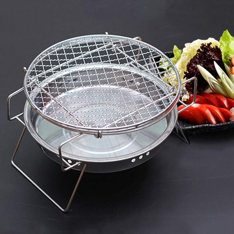Round Folding Charcoal Grill Stainless Steel Porta... – Grandado
