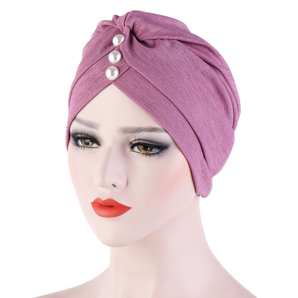 Muslim Women Hijab Solid Color Turban Beanie Bonne... – Grandado