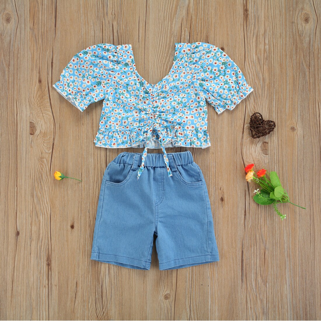 Girl’s T-shirt and Shorts Set Floral Short Sleeve ... – Vicedeal