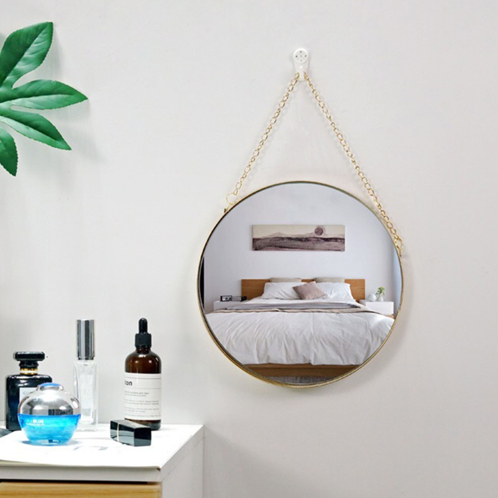 Nordic Metal Bathroom Mirror Round Wall Mount Mirr... – Grandado