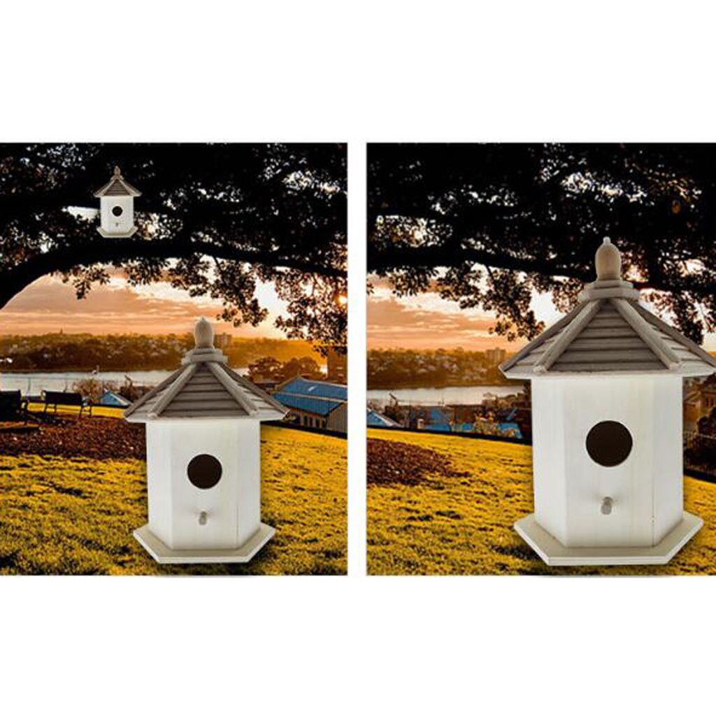 Hanging Wooden Bird Nesting Box House With Round S... – Grandado