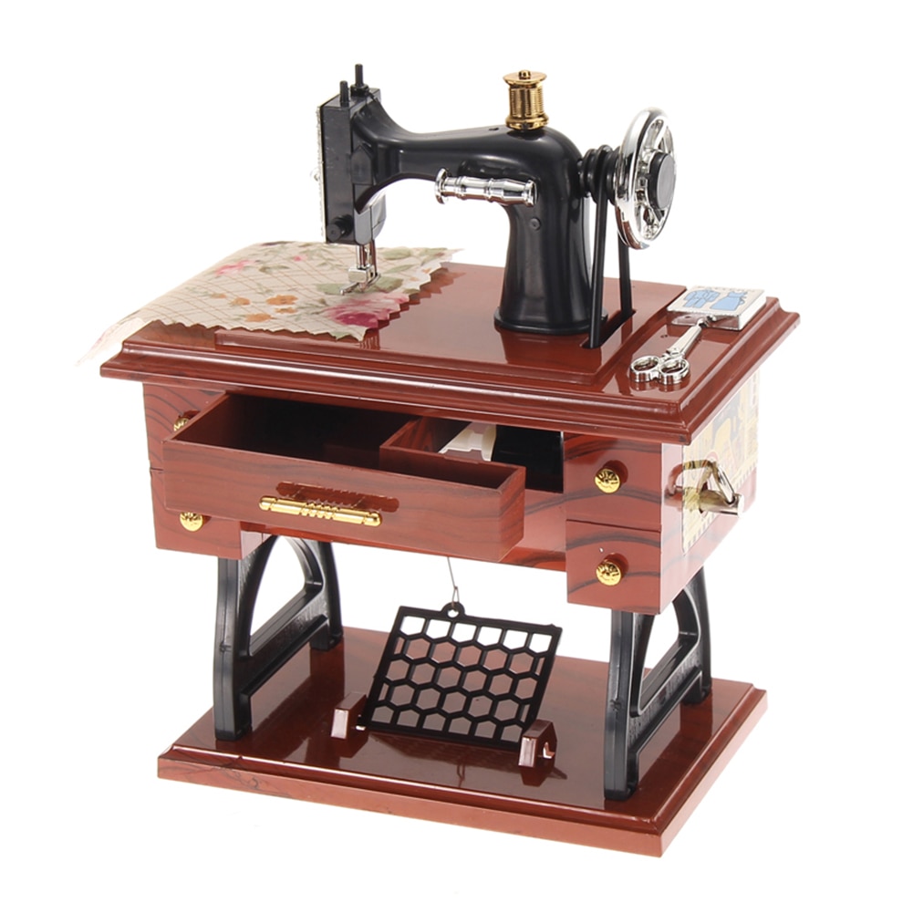 Sewing Machine Music Box Vintage Wooden Metal Mech... – Vicedeal