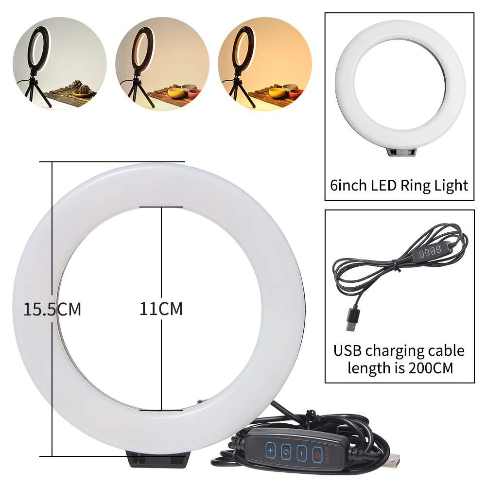 Ring Light 16cm 6 inch With Tripod Stand Usb Charg... – Grandado