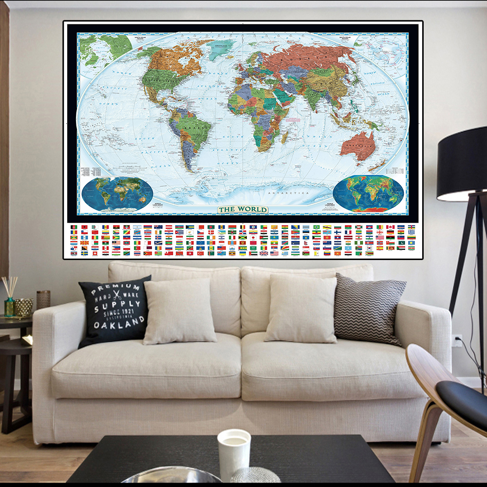 The World Map with National Flags Large Poster Non... – Vicedeal