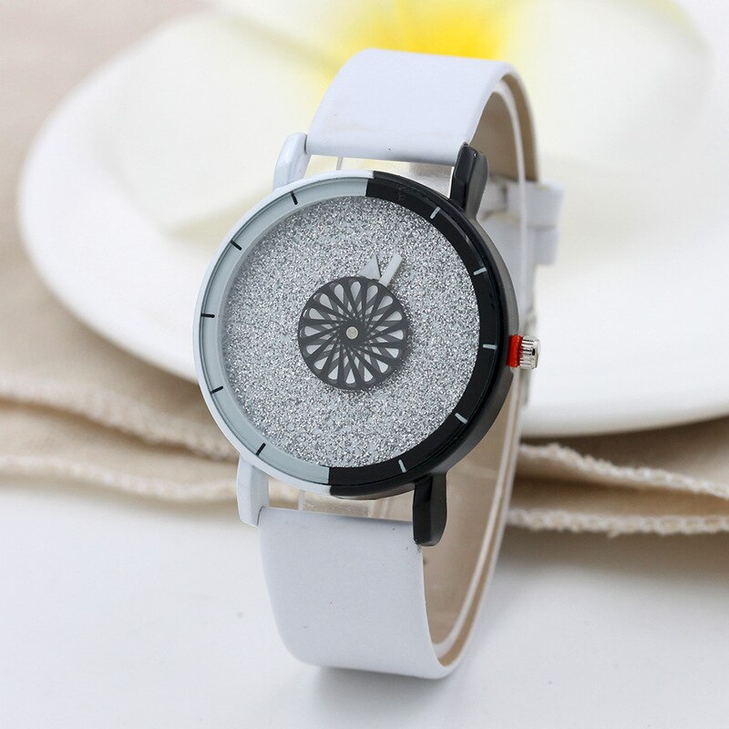 turntable second hand belt ladies watch black and ... – Vicedeal