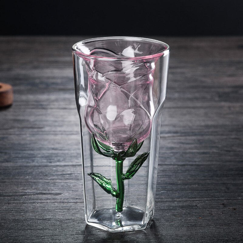 Transparent Glass Double Wall Rose Relief Keep War... – Vicedeal