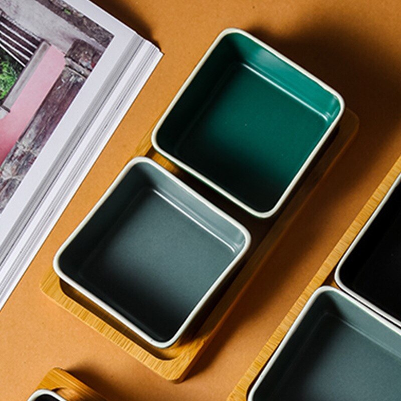 Ceramic Grid Snack Plate Fruit Plate Small Dish wi... – Grandado