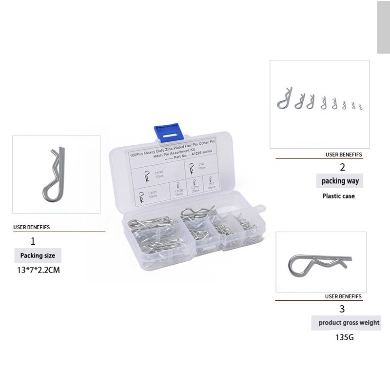 100 Carbon steel galvanized steel hairpin R pin/Cl... – Grandado