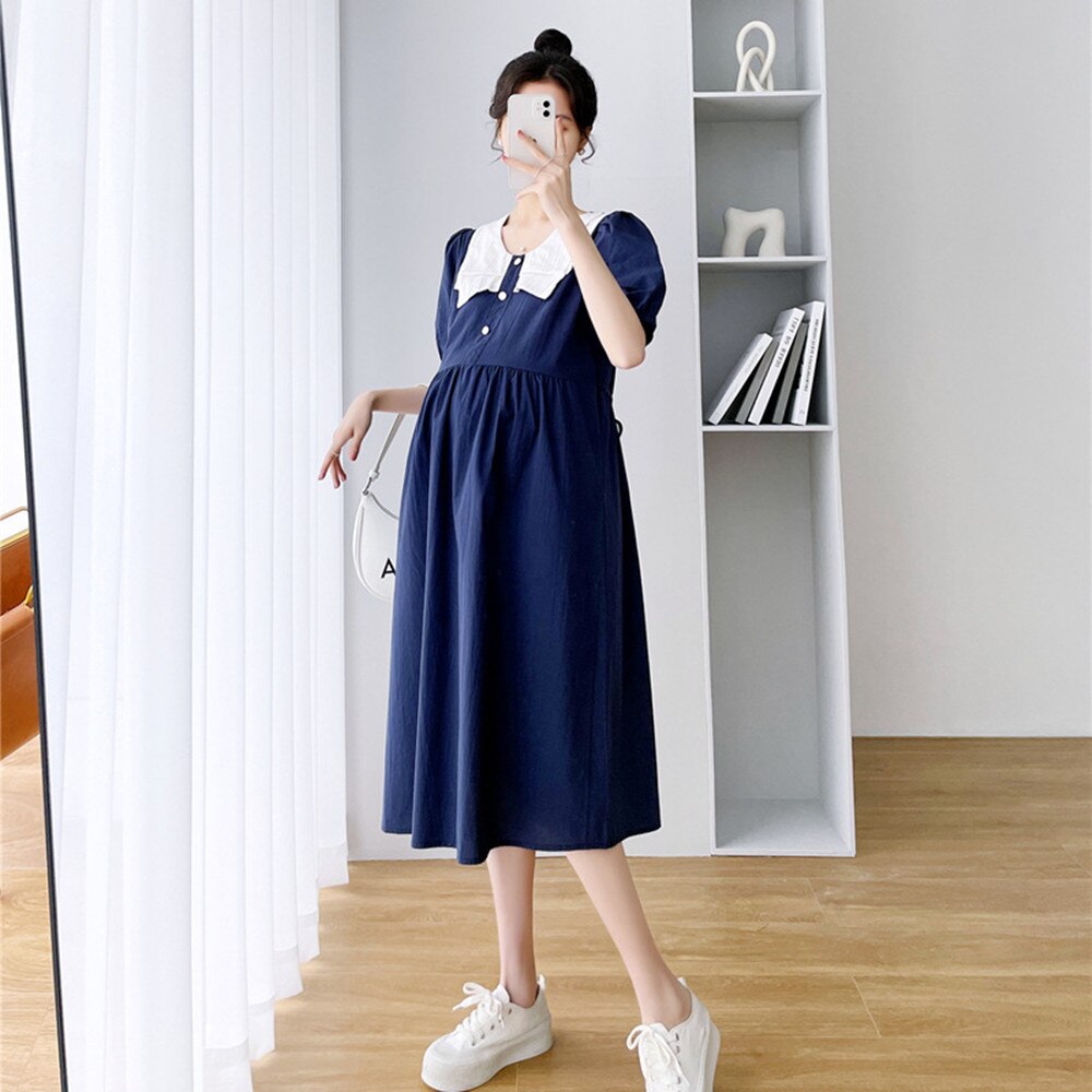 Fdfklak Spring Summer Korean Cotton Maternity Dres... – Grandado