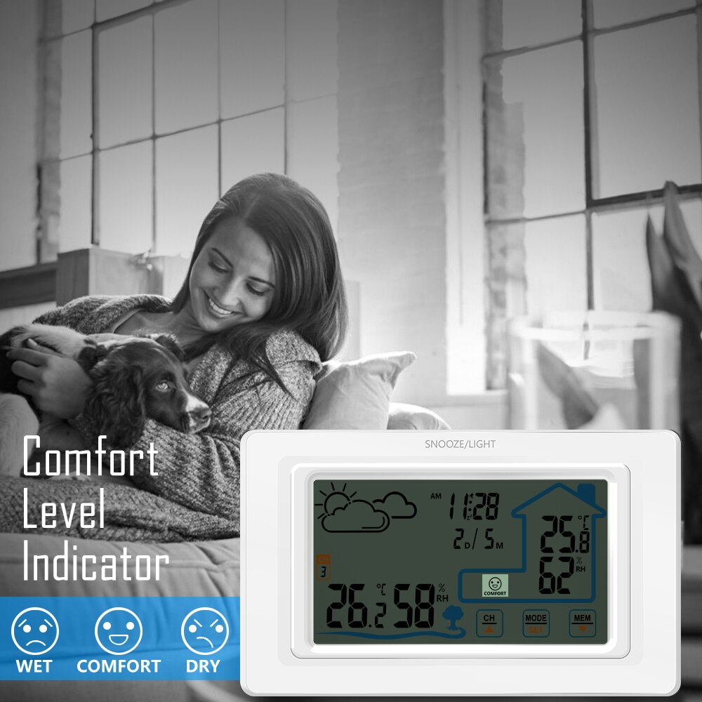 Digital Wireless Hygrometer Touch Screen Weather S... – Grandado