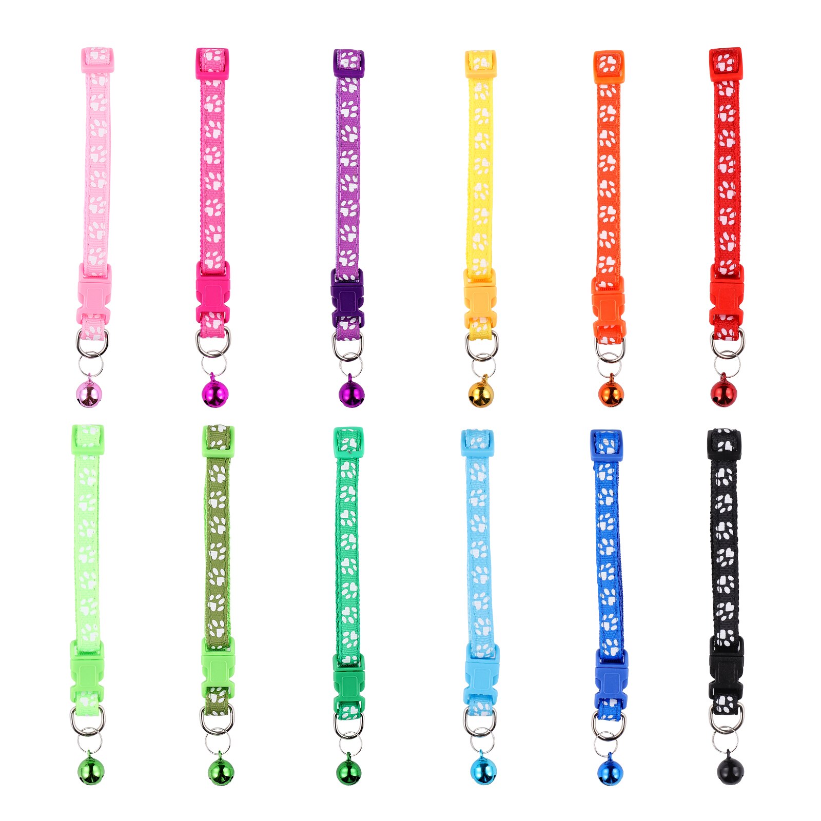 12pcs Footprint Printed Pet Collar Bell Pet Neck R... – Grandado