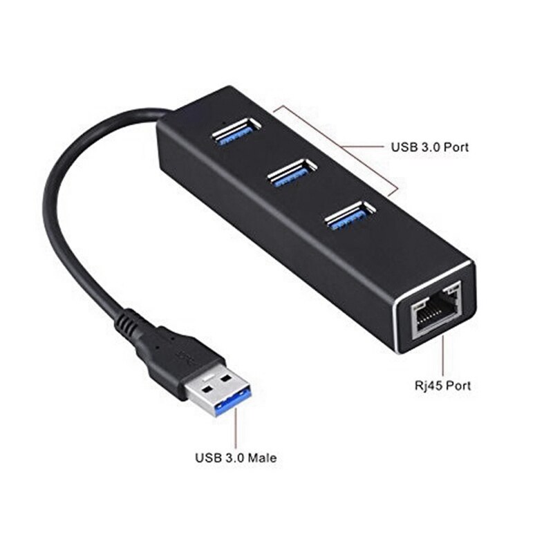 3 Ports USB 3.0 Gigabit Ethernet RJ45 Network Adap... – Grandado