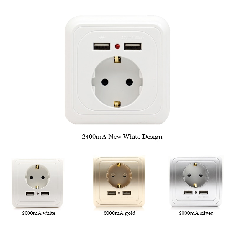Socket with usb wall outlet 5V 2A Dual Wall Socket... – Grandado