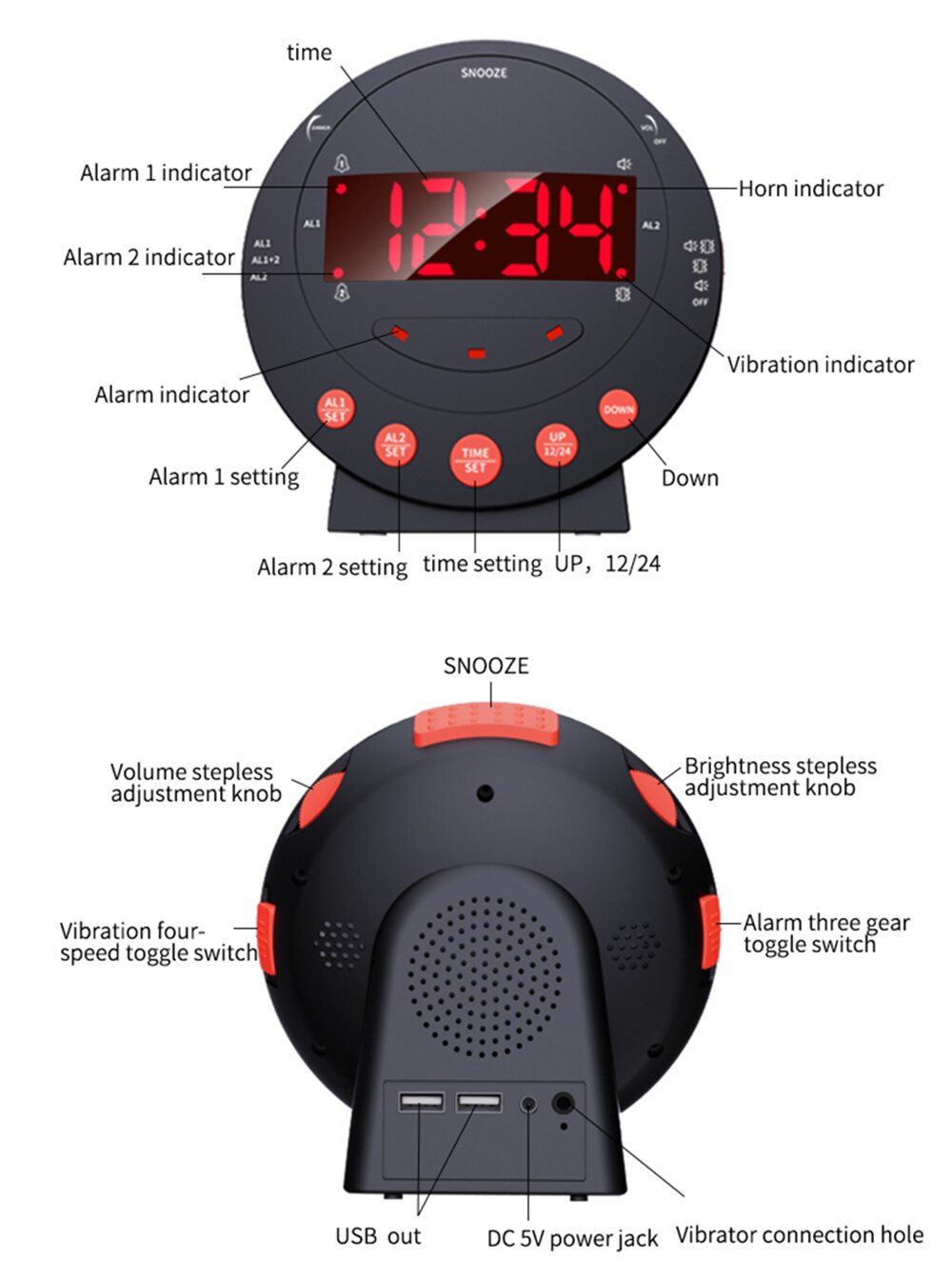 LED Smart Alarm Clock with Vibration Super Loud fo... – Vicedeal