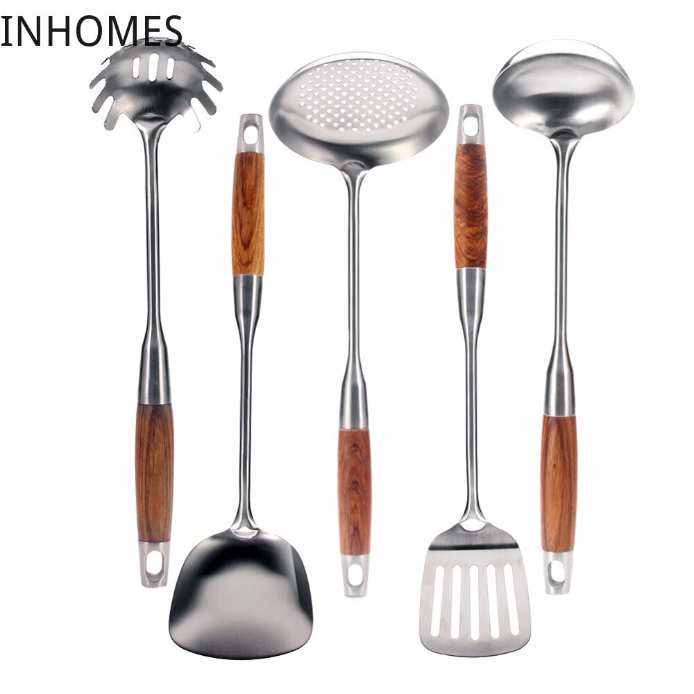 Rosewood Handle Stainless Steel Wok Spatula Skimme... – Grandado