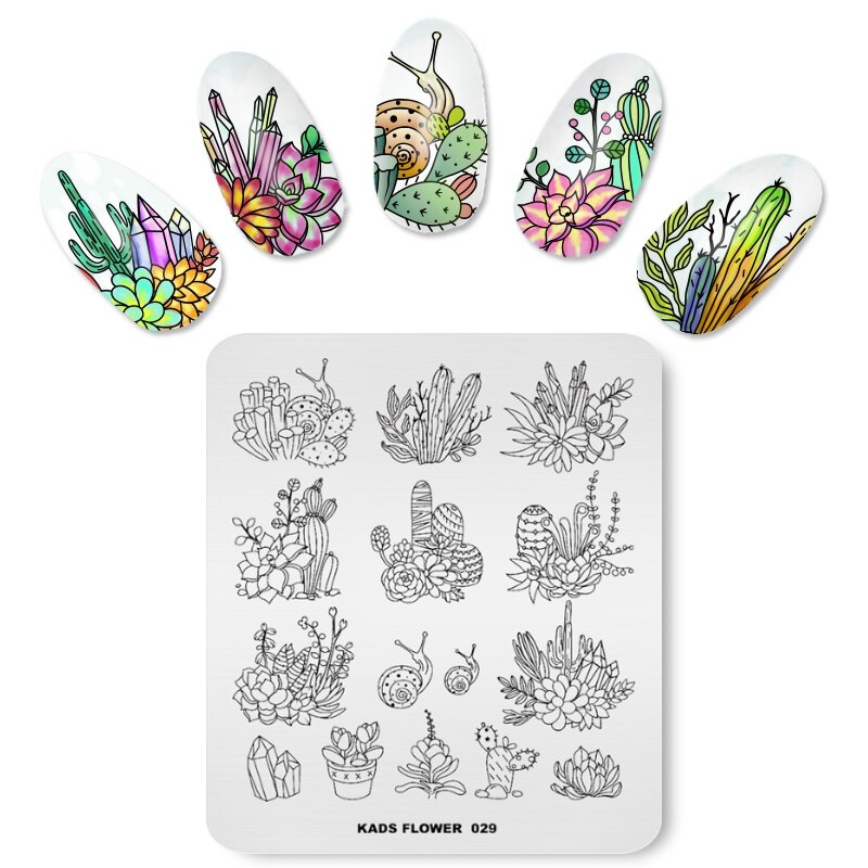 KADS Flower Rectangle Nail Stamping Plates Pattern... – Vicedeal