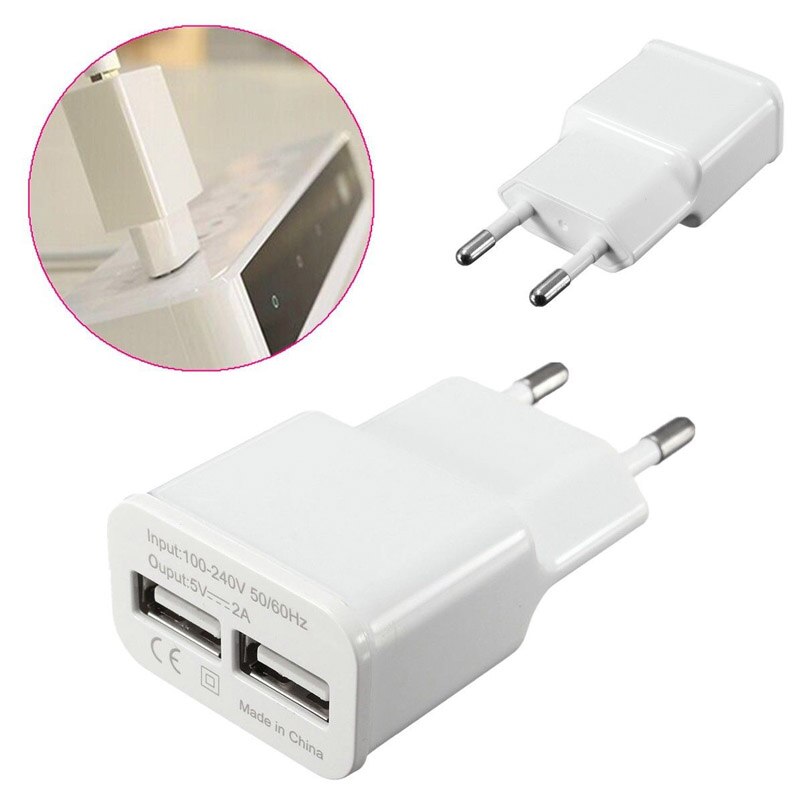EU Plug 5V 2A Dual Ports USB Charging Plug Connect... – Grandado