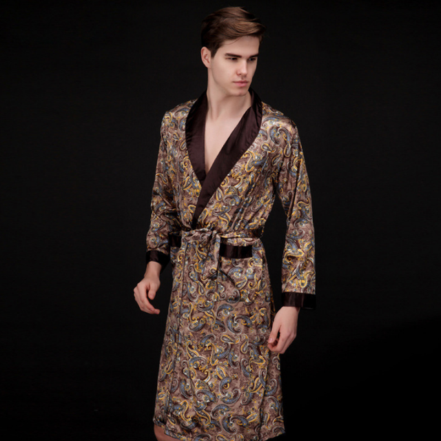 Kimono Bathrobe Gown Home Clothing Silk Men Chines... – Vicedeal