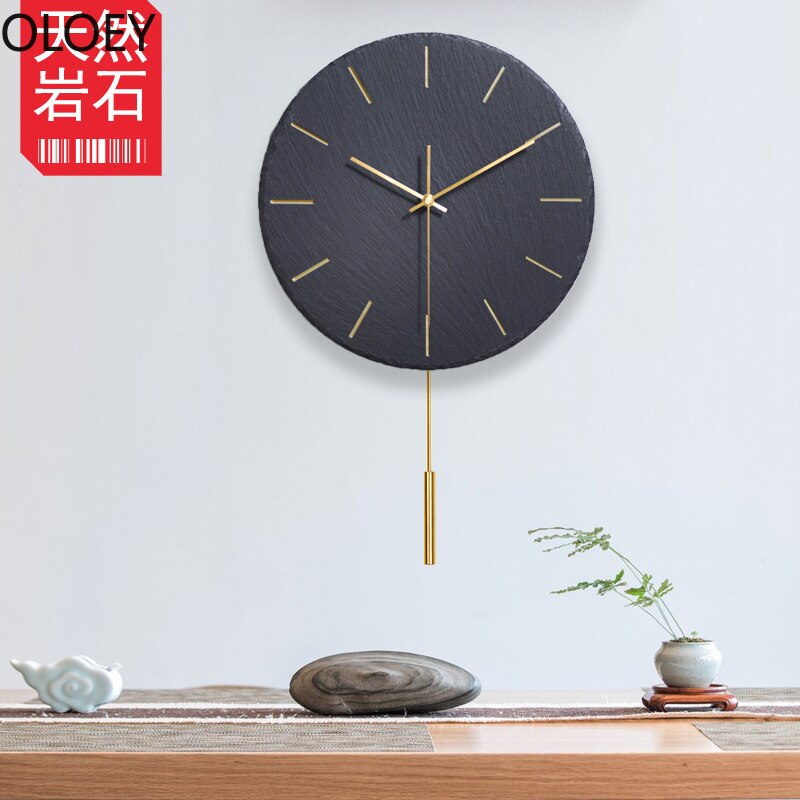 Black Large Wall Clock Rock Swing Clocks Living Ro... – Grandado