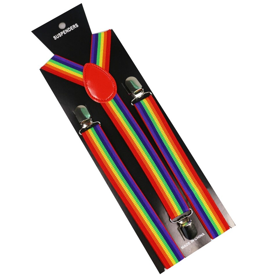 Men Women Suspenders Red Rainbow Colorful Striped ... – Vicedeal