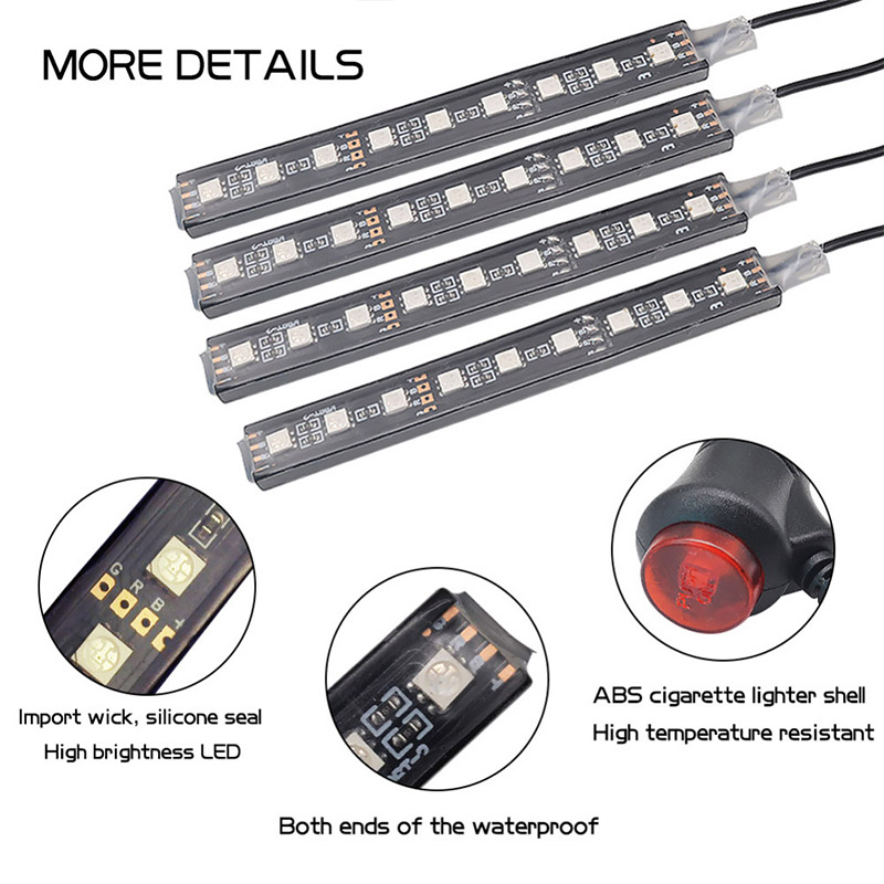 4pcs Car RGB LED Strip Light LED Strip Lights Colo... – Vicedeal