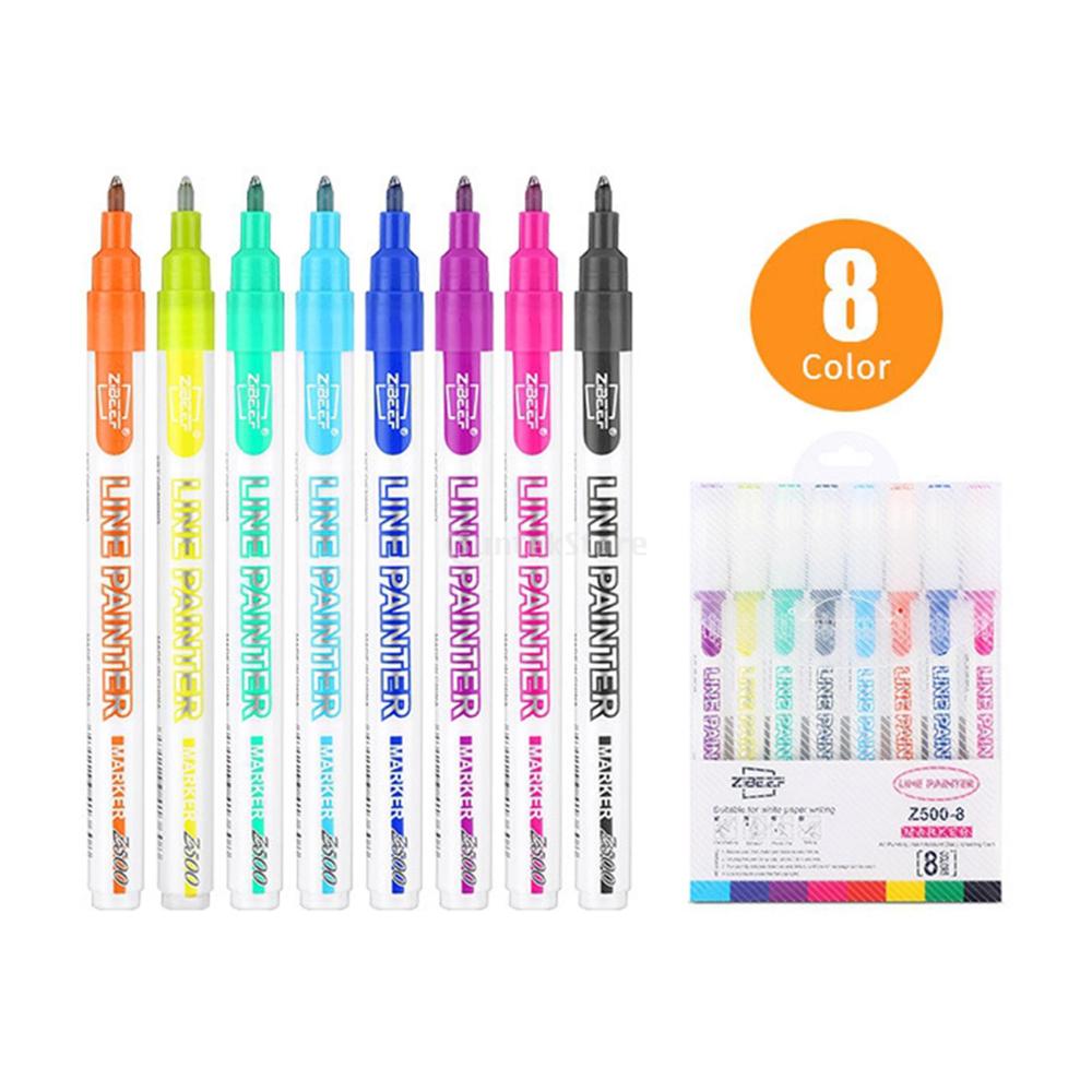 8-21Colors Self Outline Metallic Markers Permanent... – Grandado