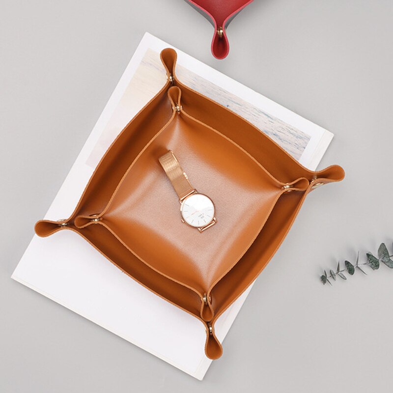 Leather Valet Tray Organizer For Jewelry Snap Key ... – Grandado