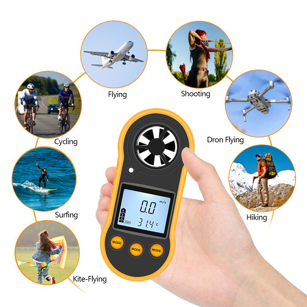 Anemometer Portable Anemometro Thermometer RZ818 W... – Grandado