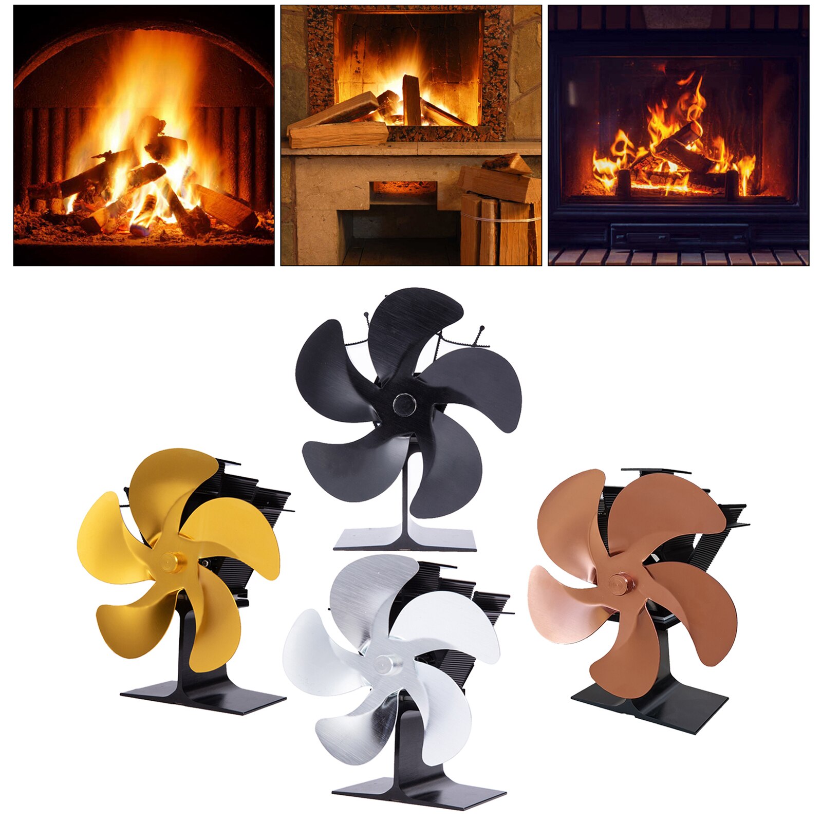 5 Blades Fireplace Fan Wood Stove Top Fan Eco Fuel... – Vicedeal