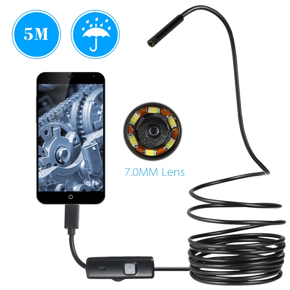 1/2/5M Endoscope Camera 7MM 6 LED Lens 5m Waterpro... – Grandado