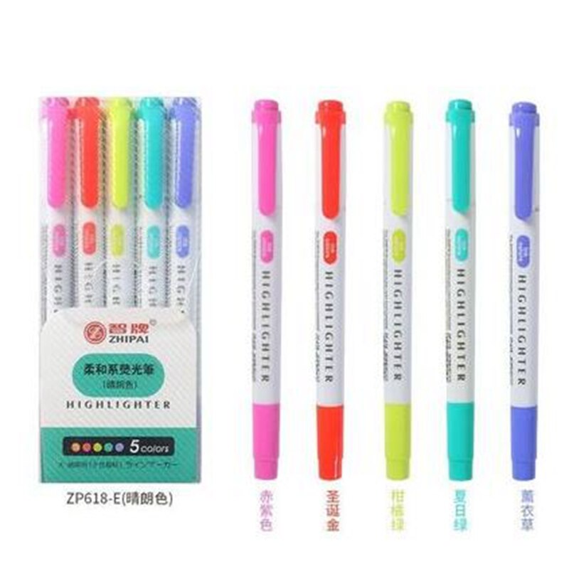 5 Pcs/set Cute Mild Liner Double Headed Highlighte... – Vicedeal