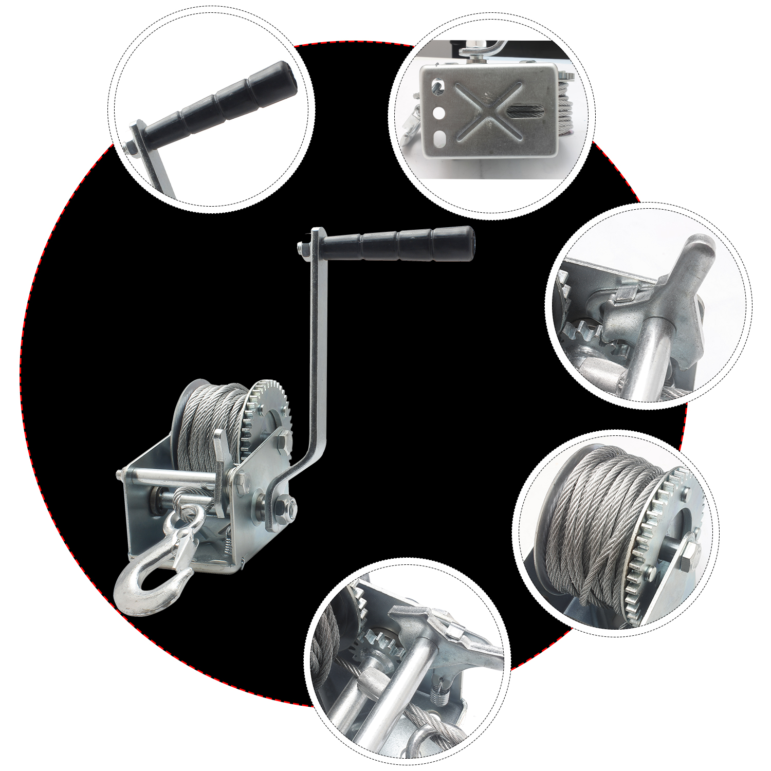 600lb Alloy Steel Cable Hand Winch Crank Gear Winc... – Vicedeal