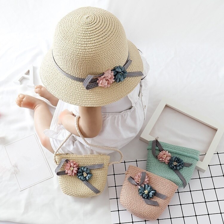 Söt bowknot blomma stråhatt för barn + strå crossb... – Vicedeal