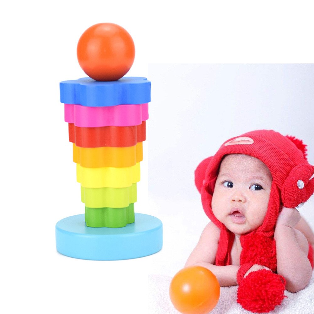 Great educational tools Kid Baby Rainbow Tower Rin... – Vicedeal