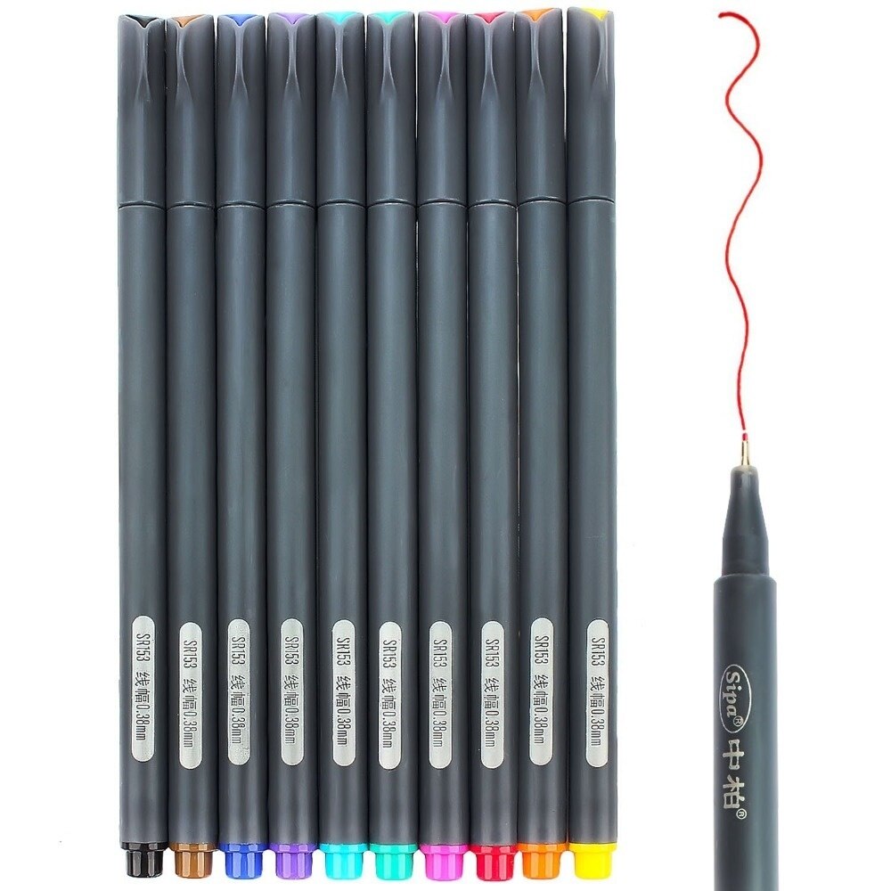 10 Colors Set 0.38MM Fine Liner Colored Marker Pen... – Grandado