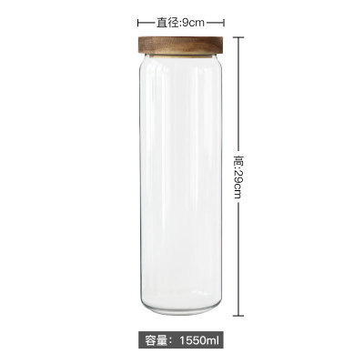 Acacia wood lid glass airtight jar kitchen storage... – Grandado