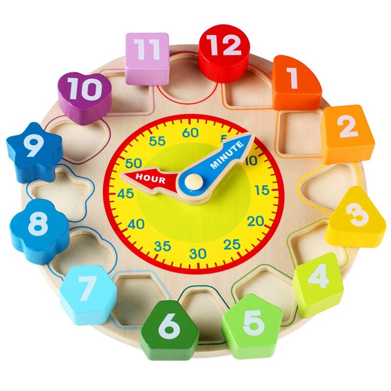 Wooden Color Clock Puzzle Teaching Time Sorting Nu... – Vicedeal