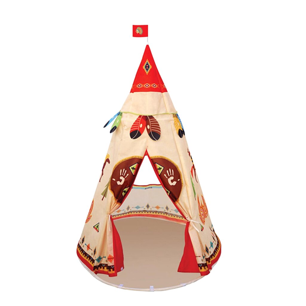 Kids Foldable Conical Teepee Tent Indian Styled Pl... – Grandado