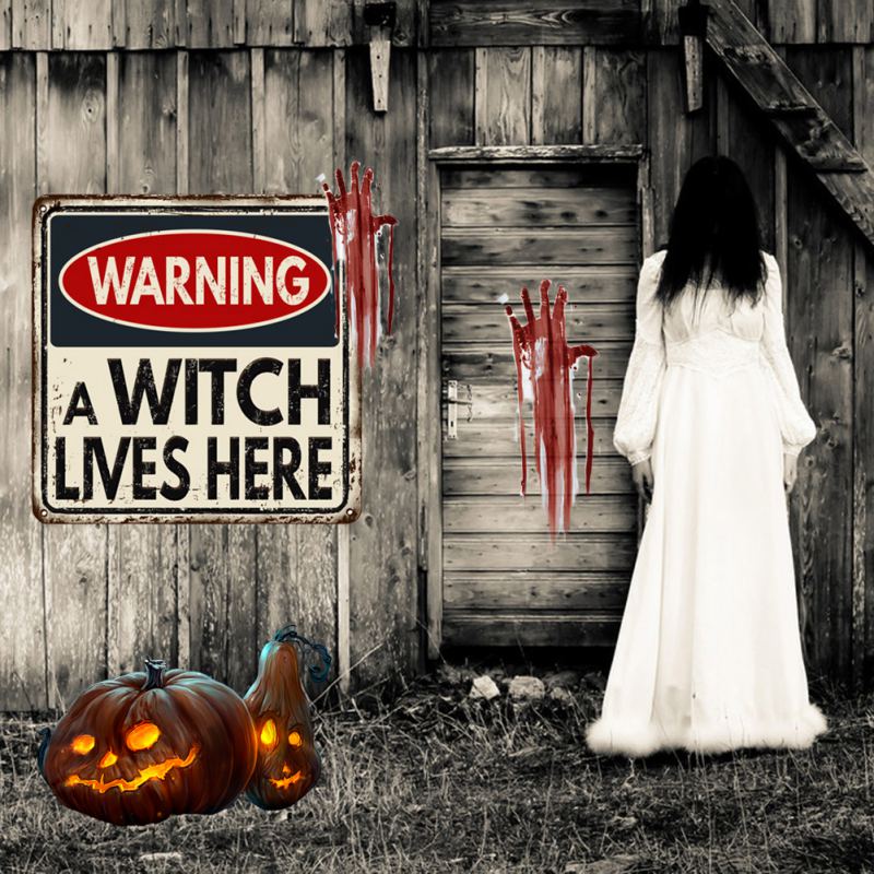 Halloween Bloody Restroom Sign Warning Stickers Ha... – Grandado
